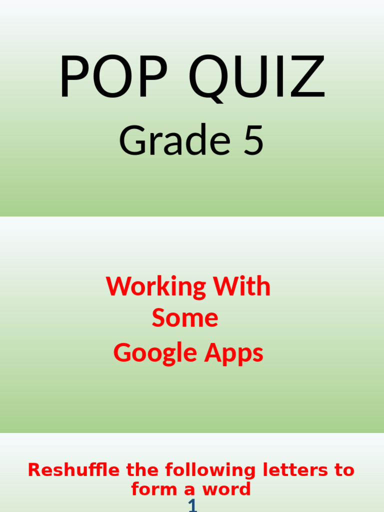 Grade 5 Google Apps Word Quiz | PDF | Career & Growth | Language Arts ...