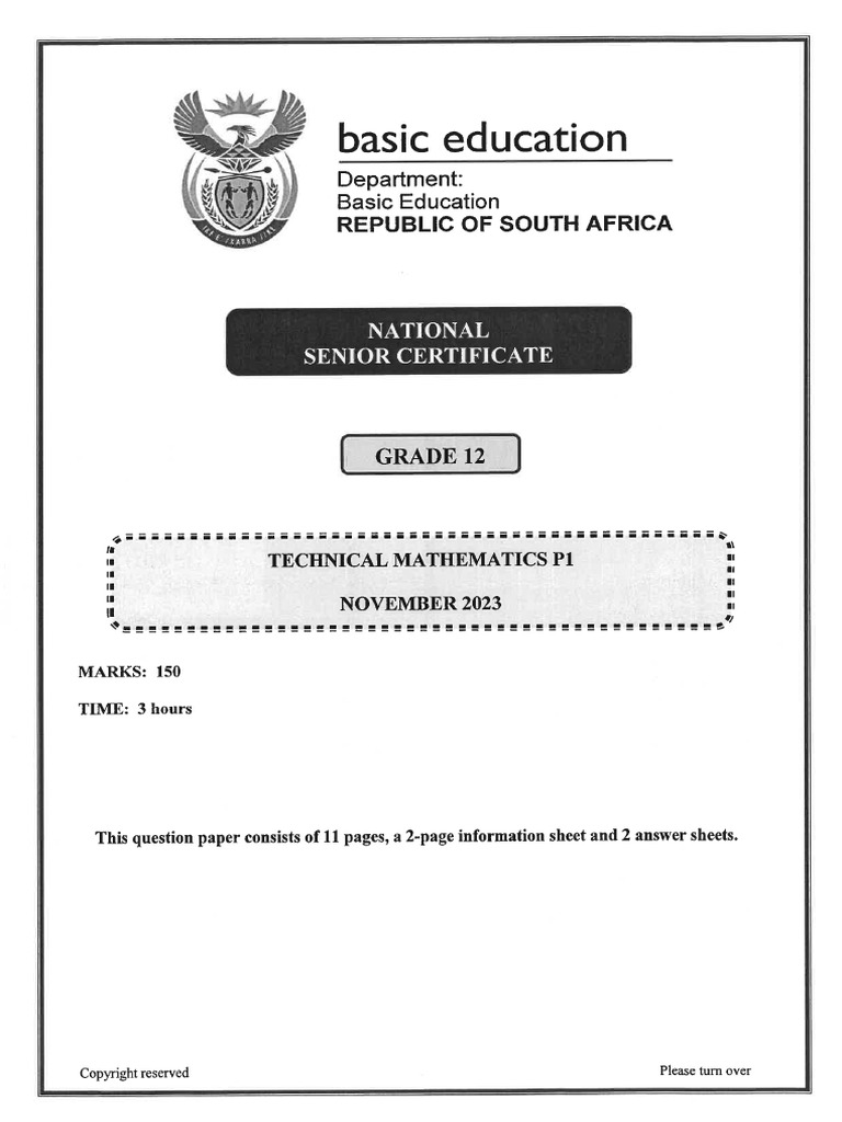 Technical Mathematics P1 Nov 2023 Eng | PDF