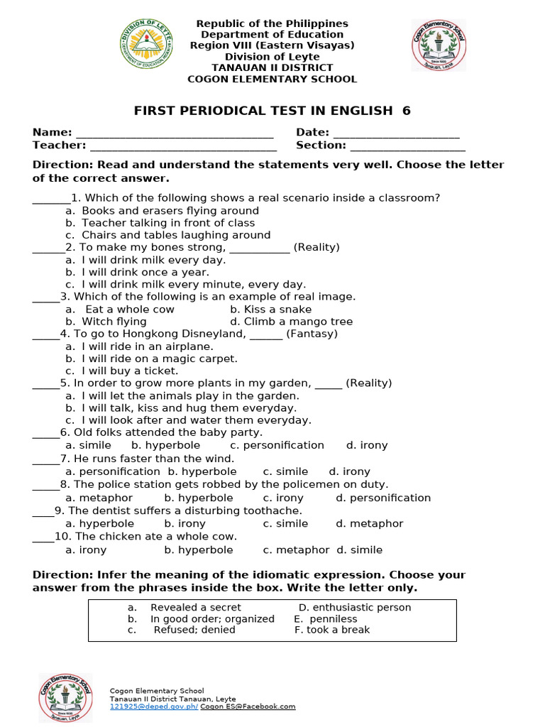 First Periodical Test in English | PDF