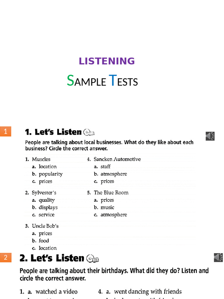 Listening Sample Test 1-10 | PDF | Foods | Cuisine