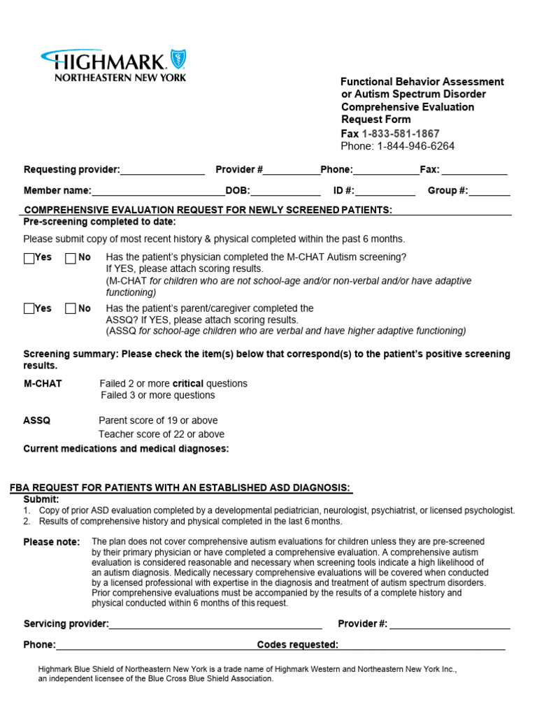 Autism Evaluation Request Form | PDF | Autism Spectrum | Medical Diagnosis