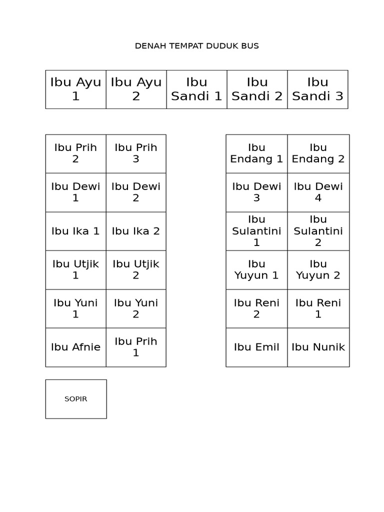 Denah Tempat Duduk Bus | PDF