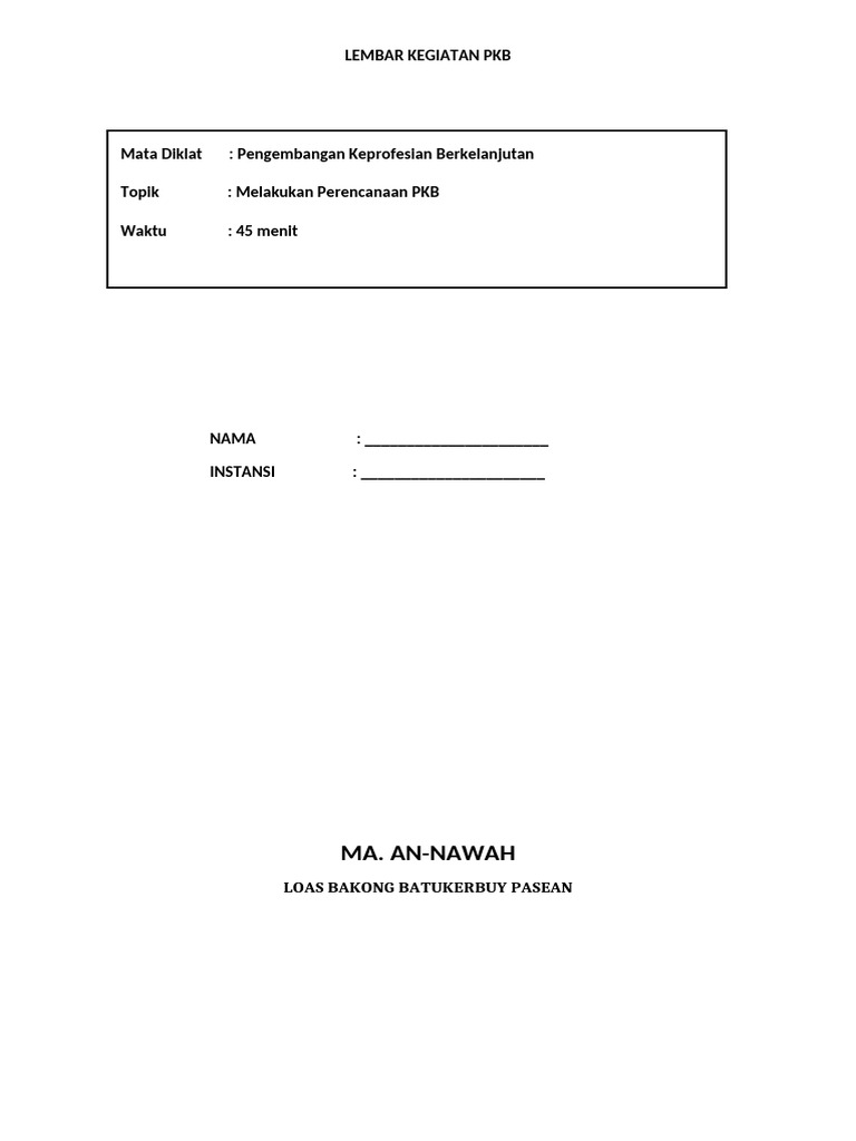 Contoh Kegiatan-Pkb | PDF