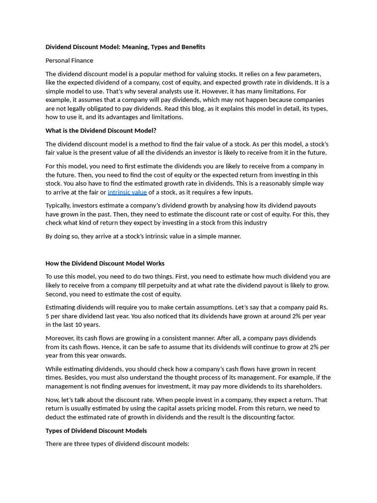 Dividend Discount Model | PDF | Sensitivity Analysis | Dividend