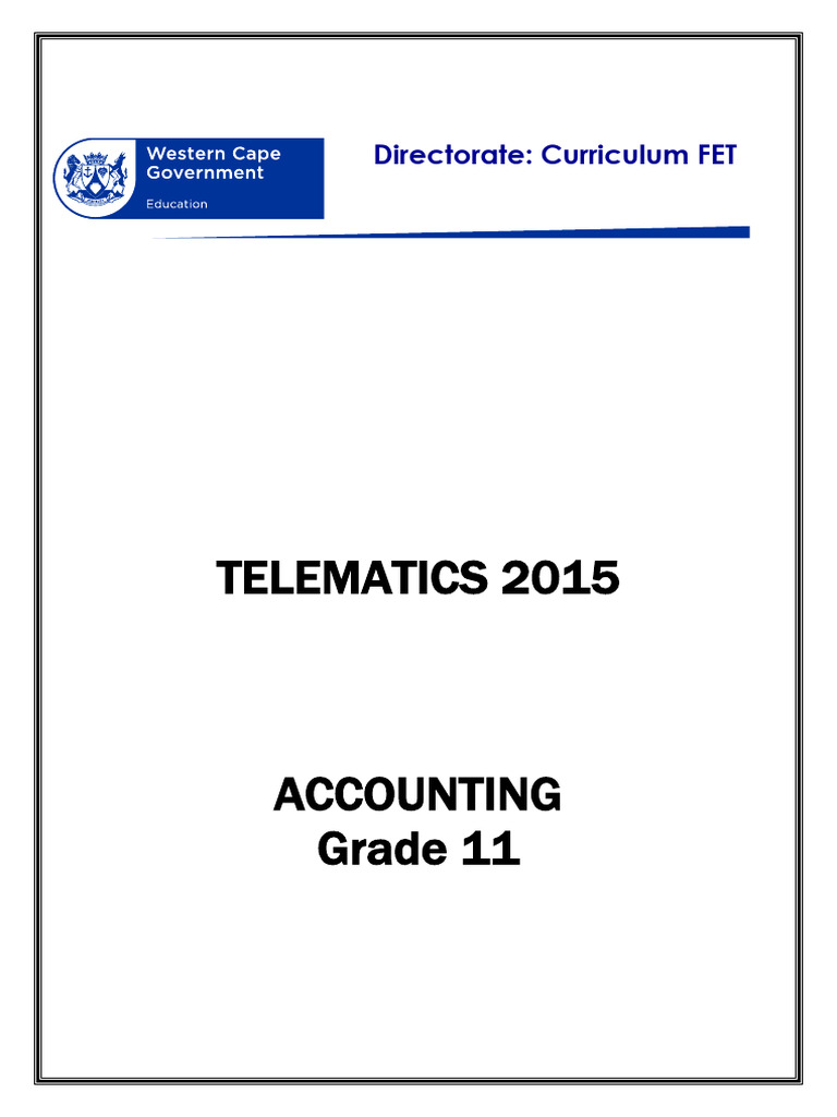 Grade 11 Accounting Telematics Guide | PDF | Equity (Finance) | Revenue