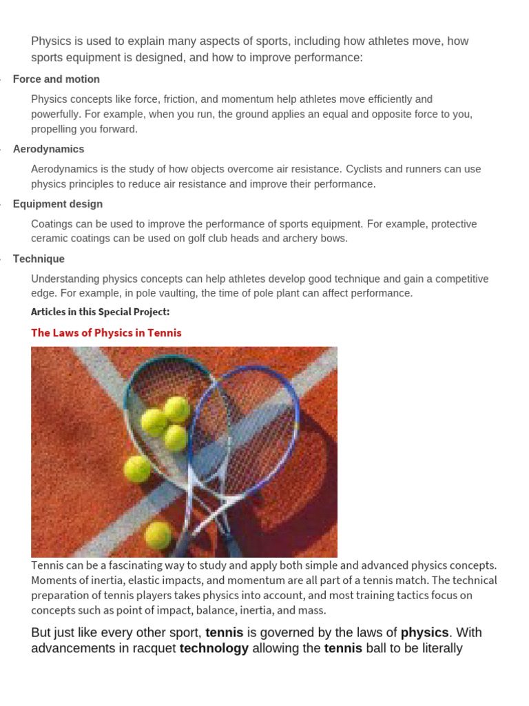 Physics Is Used To Explain Many Aspects of Sports - Dharu Assingment ...
