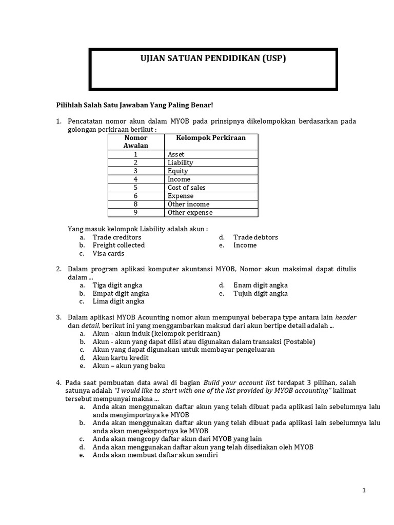Soal USP Komputer Akuntansi | PDF | Hukum