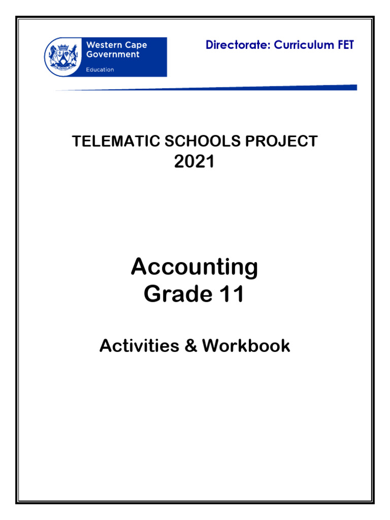 Grade 11 Accounting Workbook 2021 | PDF | Debits And Credits | Cheque