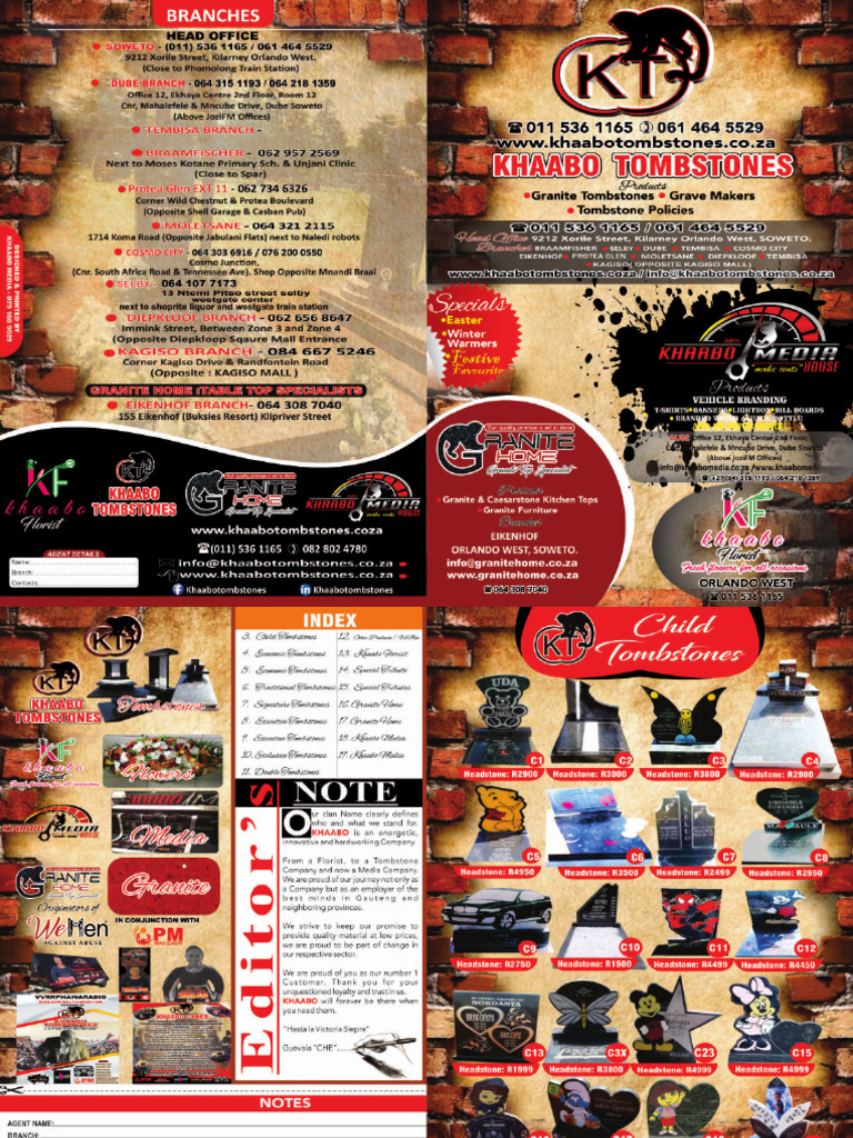 Khaabo Tombstones Brochure 2020 | PDF