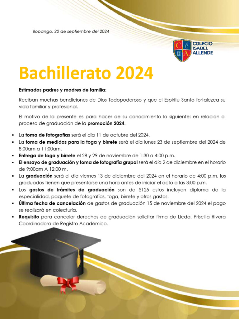 Proceso de Graduación Bachillerato 2024 | PDF