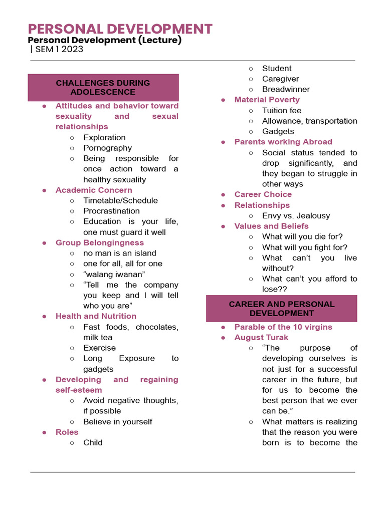 PERDEV Challenges During Adolescence | PDF | Self Efficacy ...