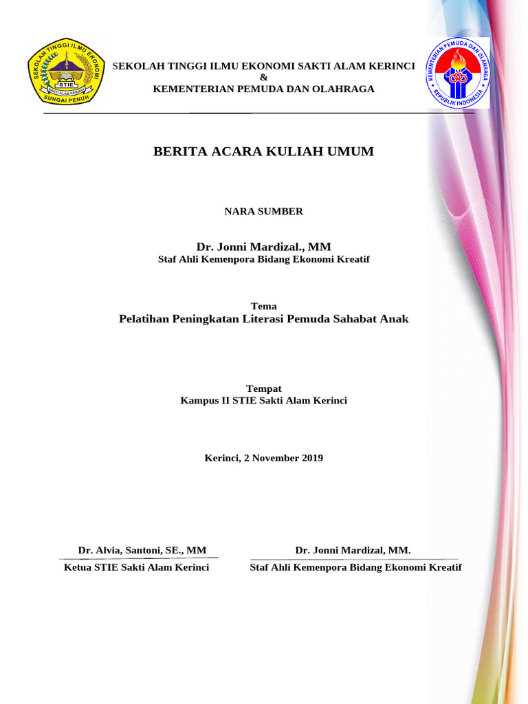 Berita Acara Kuliah Umum Vip | PDF