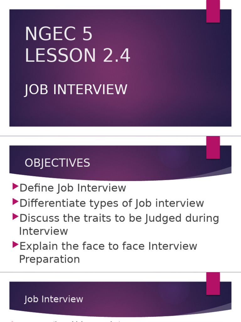 Lesson 2.4 Job Interview | PDF | Job Interview | Interview