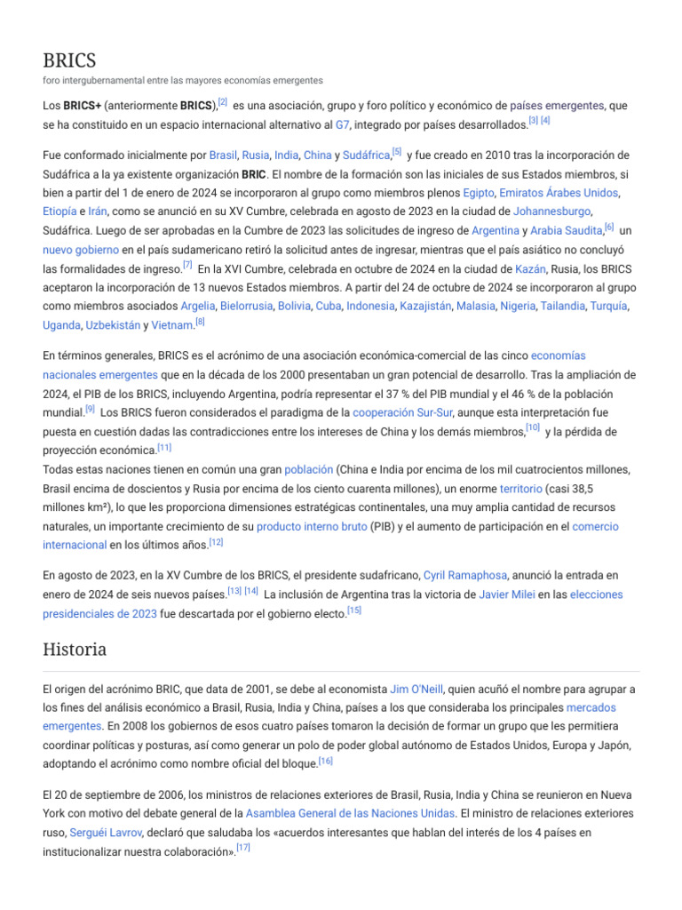 Expansión de BRICS: Nuevos Miembros 2024 | PDF | Economias | Economía ...