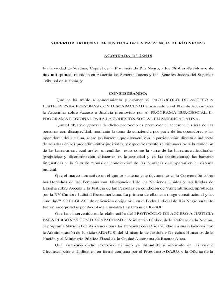 Ac 002 15 Protocolo De Acceso A Justicia Para Personas Con