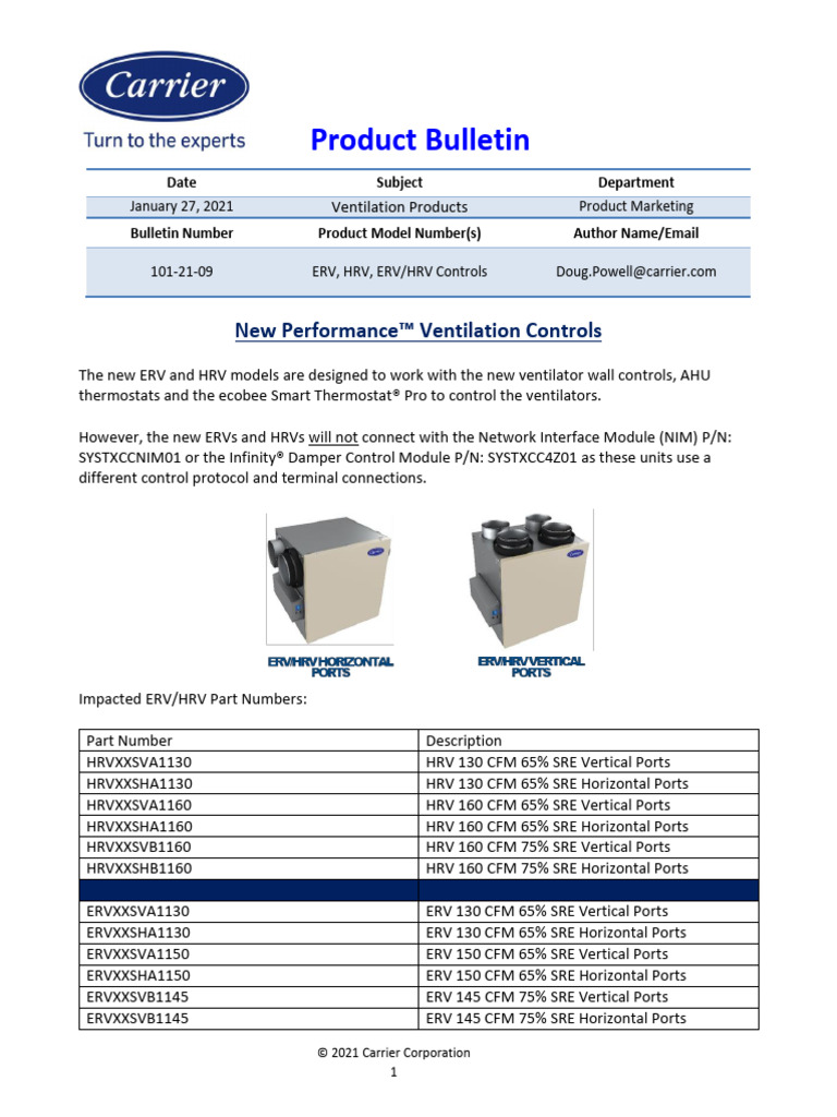 New ERV/HRV Controls Overview | PDF