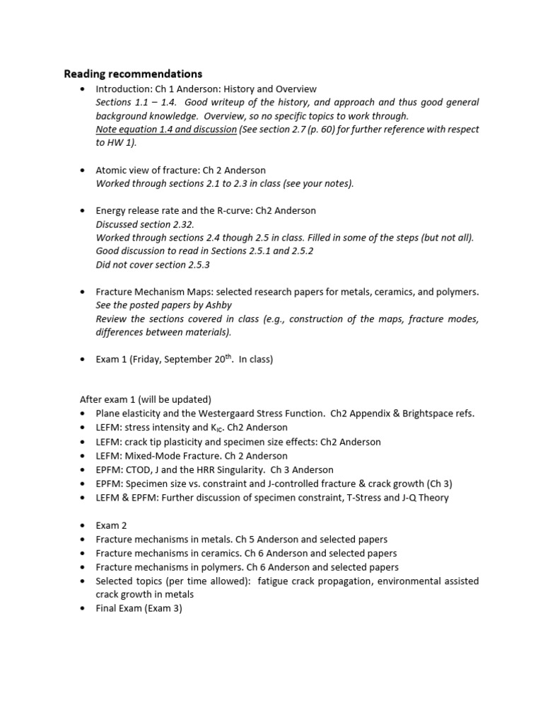 Fracture Mechanics Study Guide | PDF