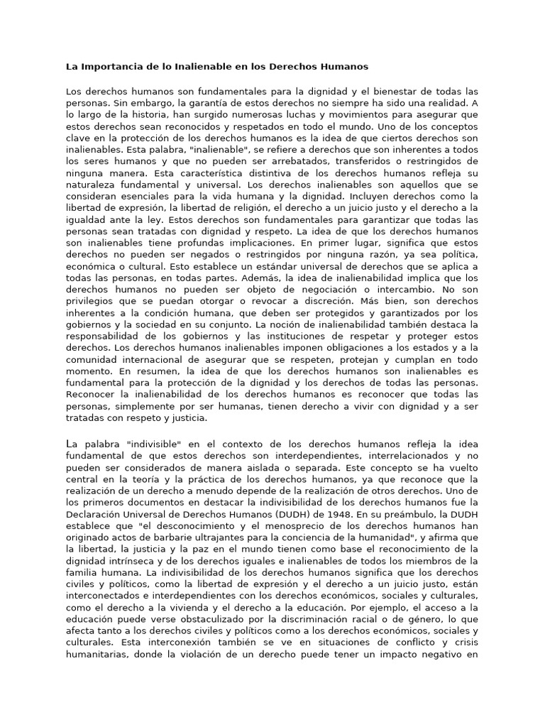 Derechos Humanos: Inalienables e Indivisibles | PDF | Derechos humanos ...