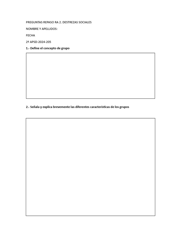 Repaso de Destreza Social APSD | PDF