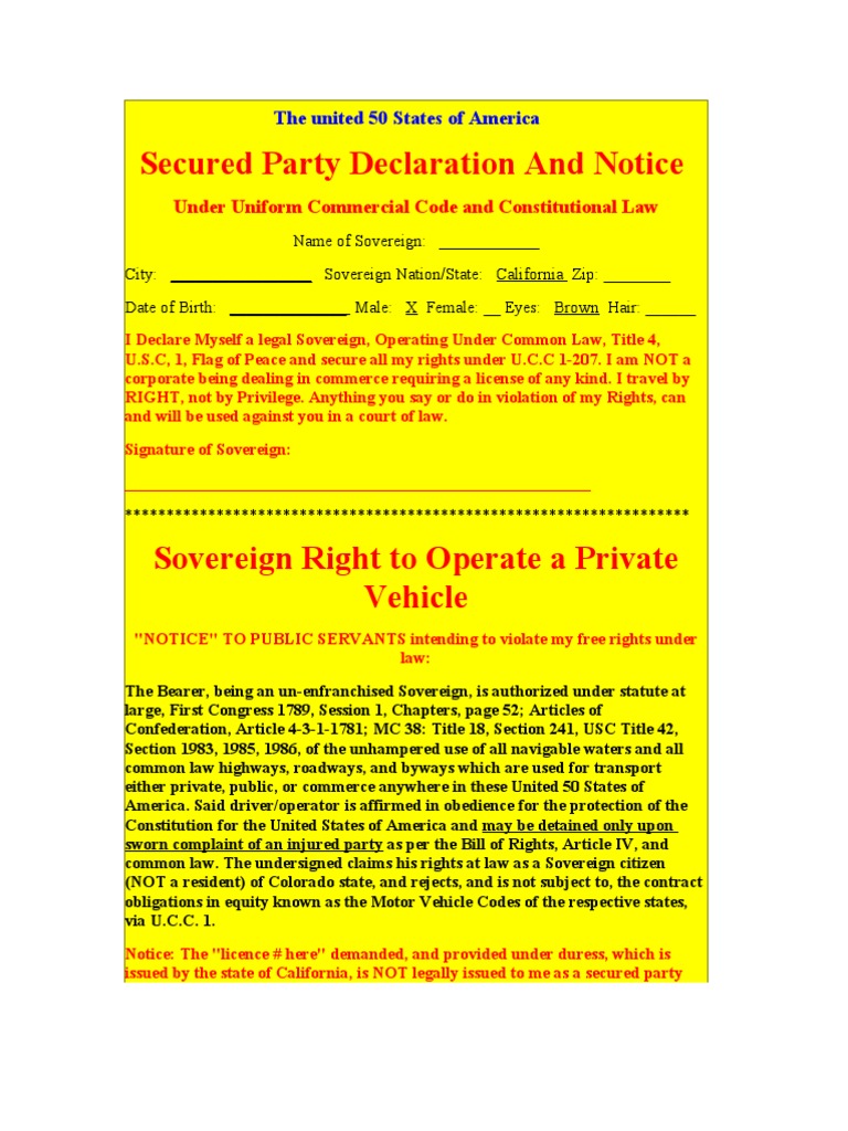 Ucc-1 Traveling Rights and Understanding | PDF | United States ...