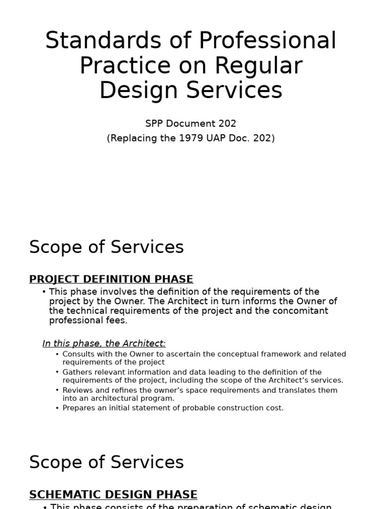 Standards of Professional Practice On Regular Design Services MIDTERM ...