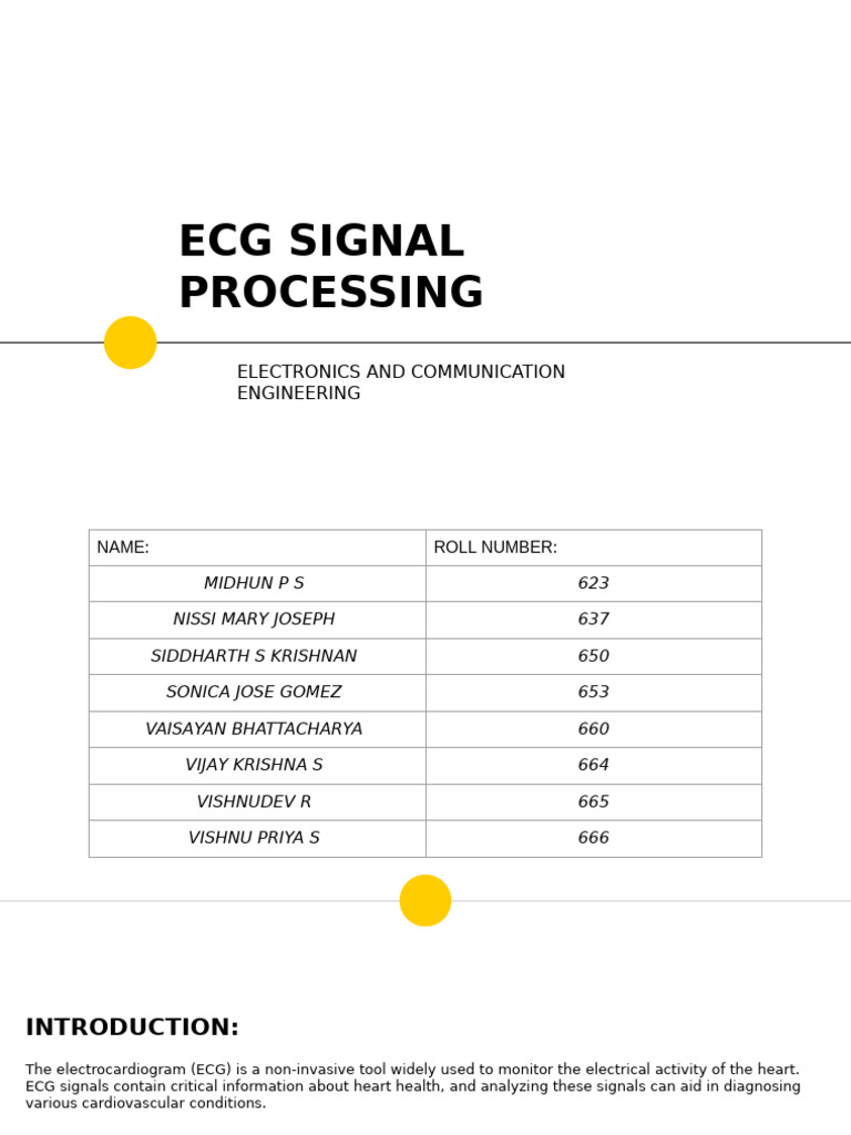 Ecg Signal Processing Pdf Electrocardiography Heart Rate