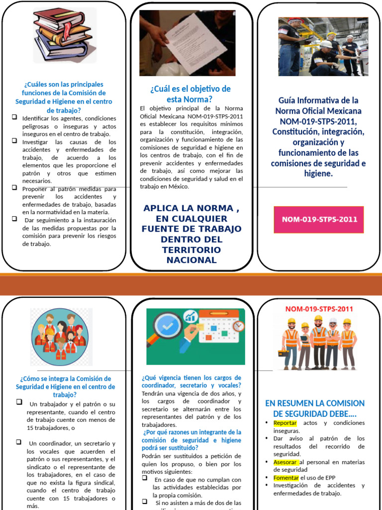 Triptico Nom-019 - STPS COMISION DE SEGURIDAD | PDF | Valores | Higiene