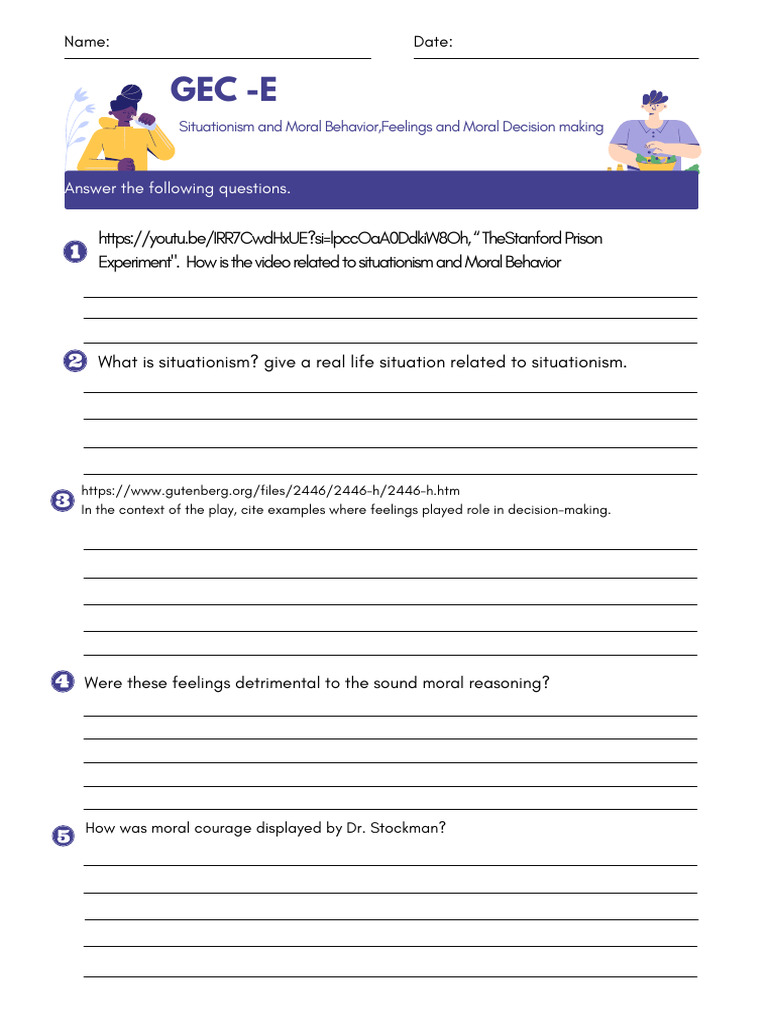 Ethics Worksheet | PDF