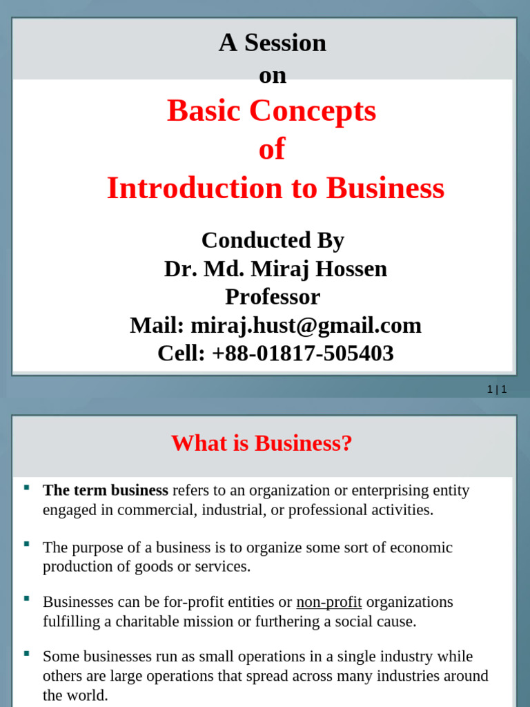 Lecture 01 Basic Concepts of Business | PDF | Entrepreneurship | Business