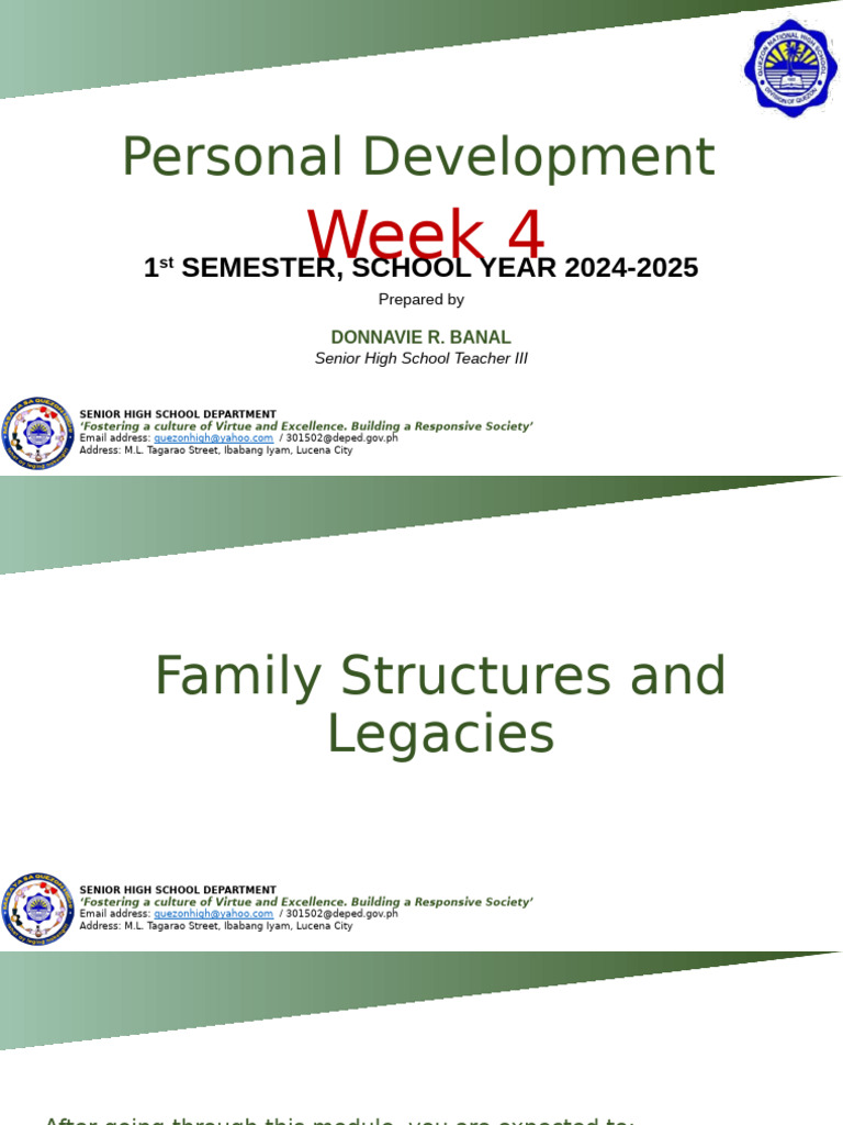 Perdev Week 4 Quarter 2 | PDF | Family | Parent