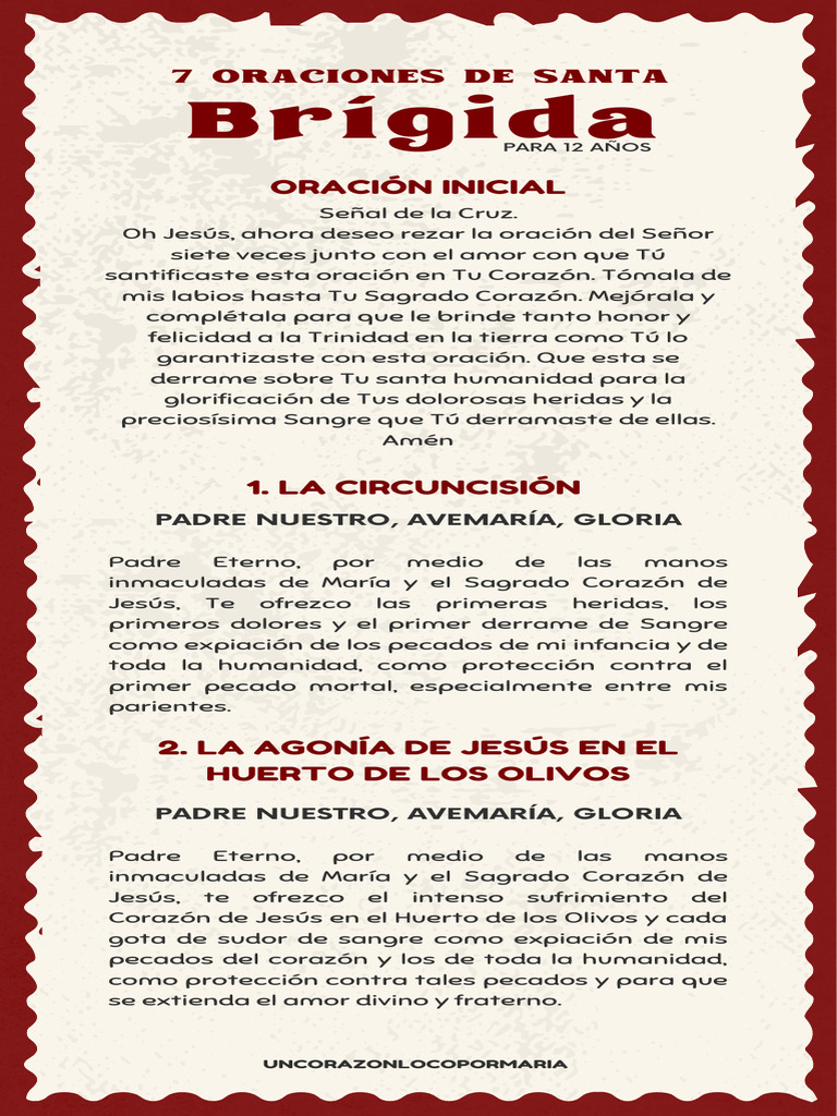 Oraciones de Santa Brígida para 12 Años | PDF | orador del Señor | Pecado