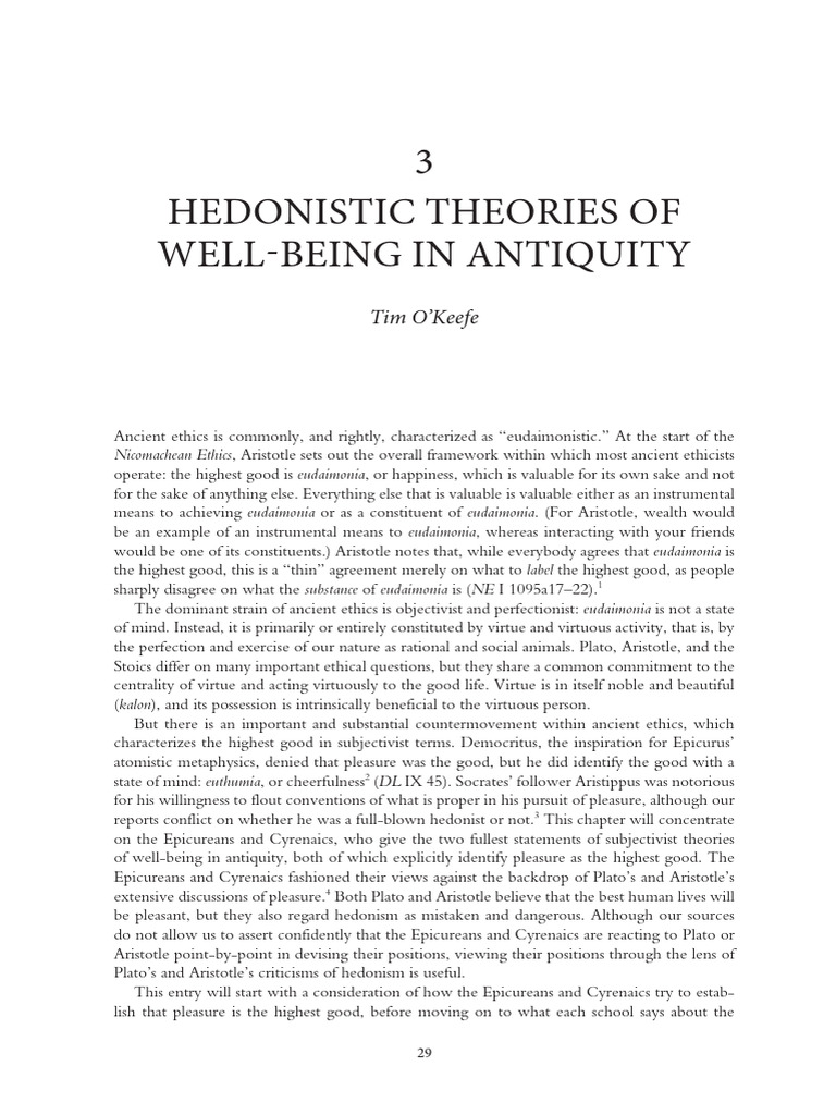 Hedonistic Theories of Well-Being | PDF | Hedonism | Pleasure