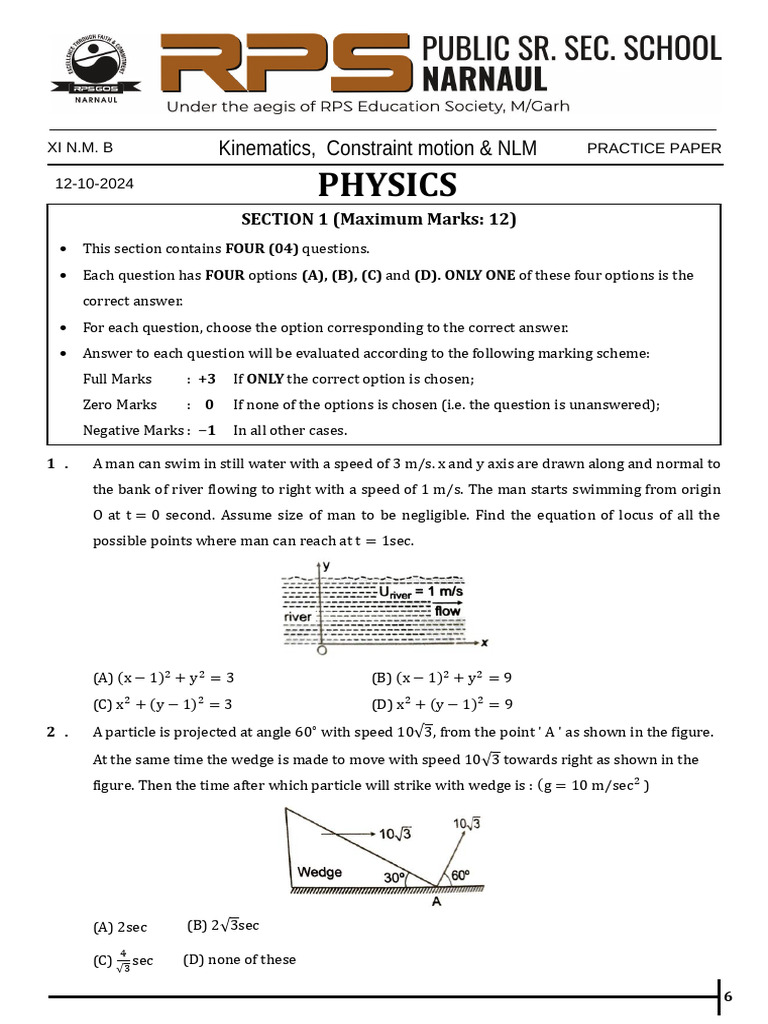 01 Kinematics, Constraint Motion & NLM | PDF | Tension (Physics ...