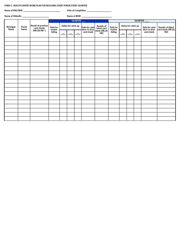 Reaching Every Purok Forms 0 12months 1 | PDF | Pediatrics | Health Policy