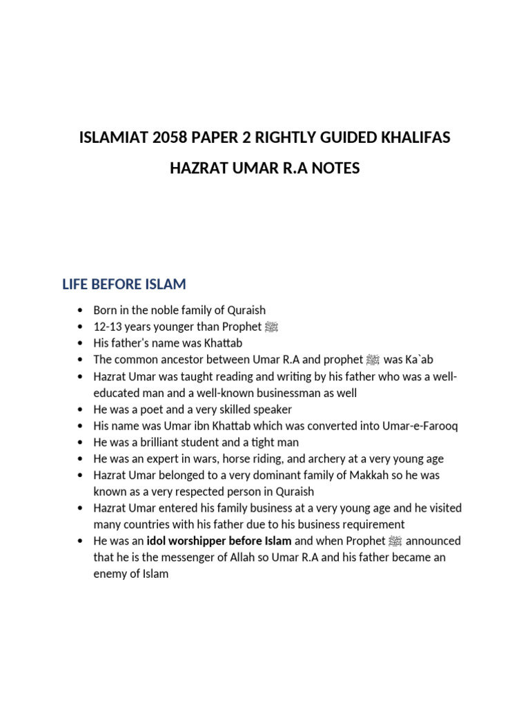 Hazrat Abu Bakar R.A | PDF | Umar | Muhammad