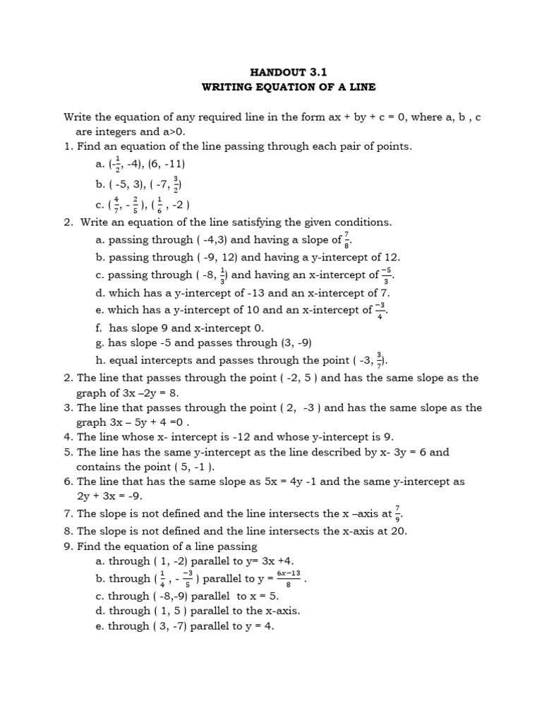 Parallel Line Equation from Point | PDF | Line (Geometry) | Perpendicular
