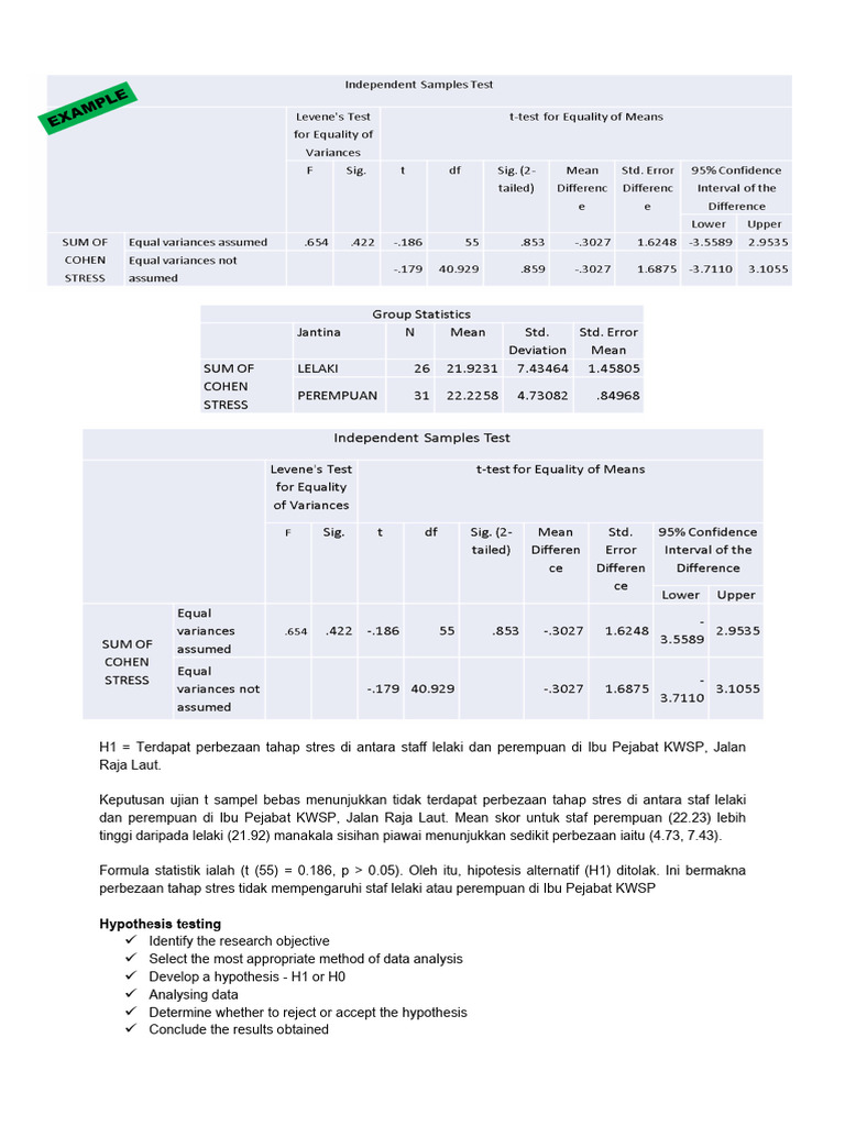 Example T-Test | PDF