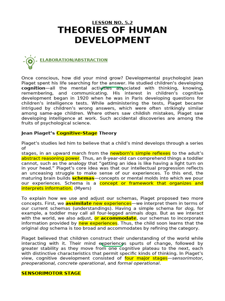 Abstraction - 5.2 Theories of Human Development - Final | PDF | Schema (Psychology ...