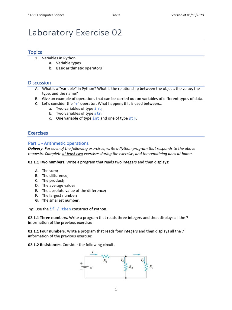 Laboratory Exercise 02 v1 (33795255) | PDF | Integer (Computer Science) | Integer