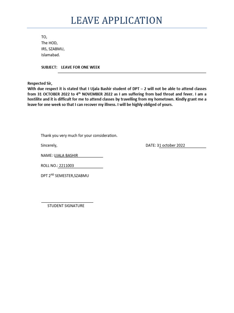 Leave Application.... | PDF