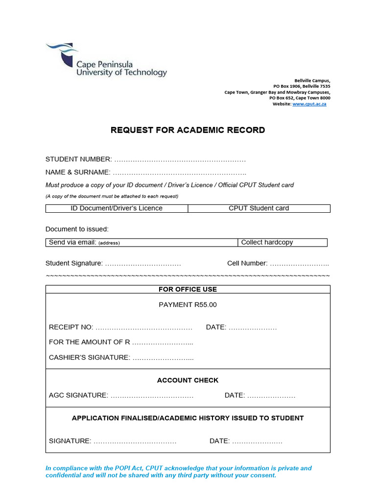 Academic Record Request Form | PDF
