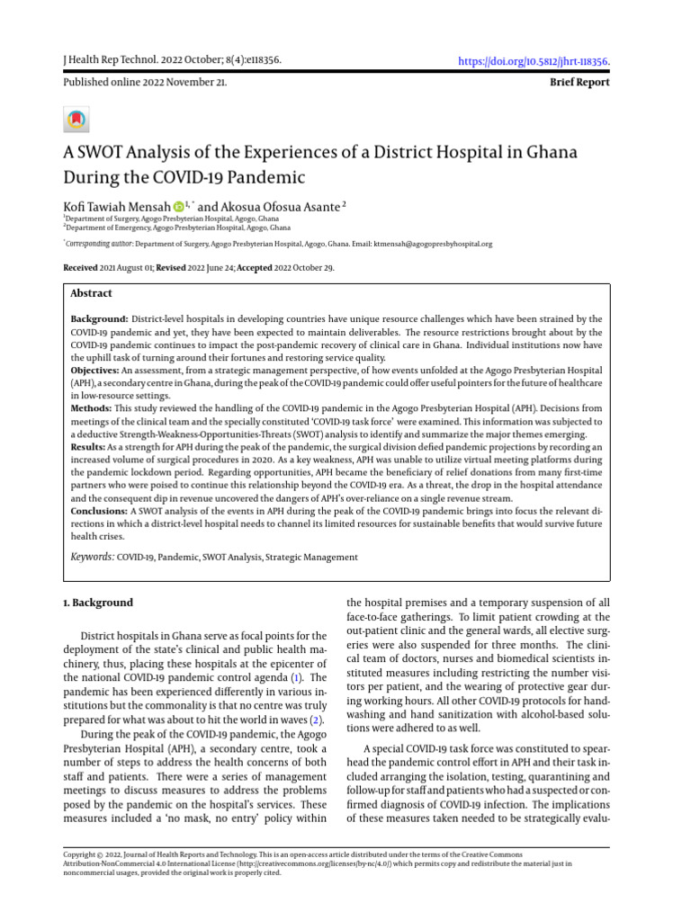 JHRT 118356 | PDF | Swot Analysis | Strategic Management