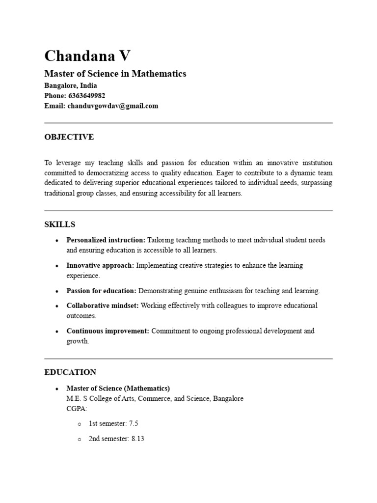 Chandana v(CV...) | PDF | Learning | Science