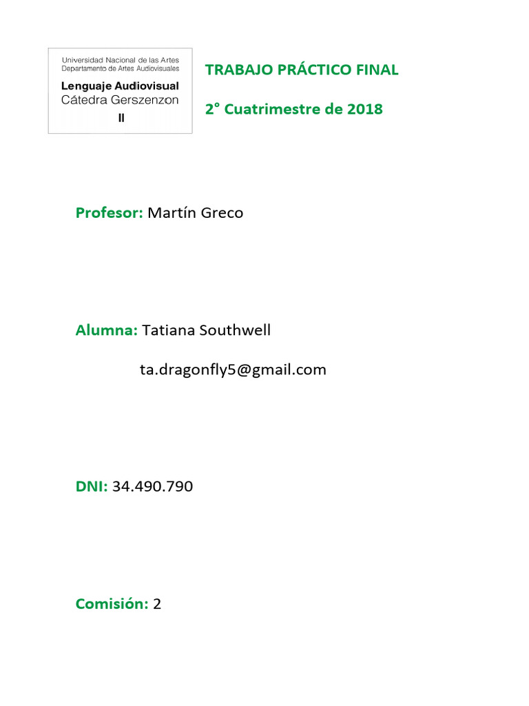 TP EJEMPLO - LAV II - TP Final 2018 1 | PDF | Narración