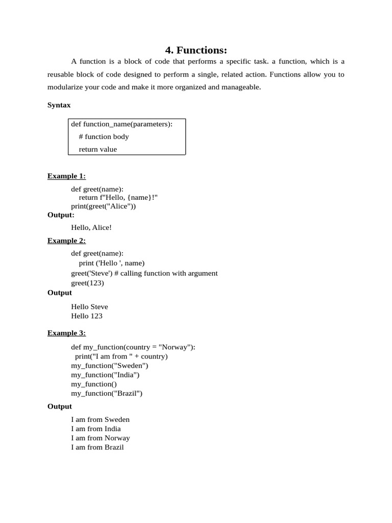 Functions and Recursion | PDF