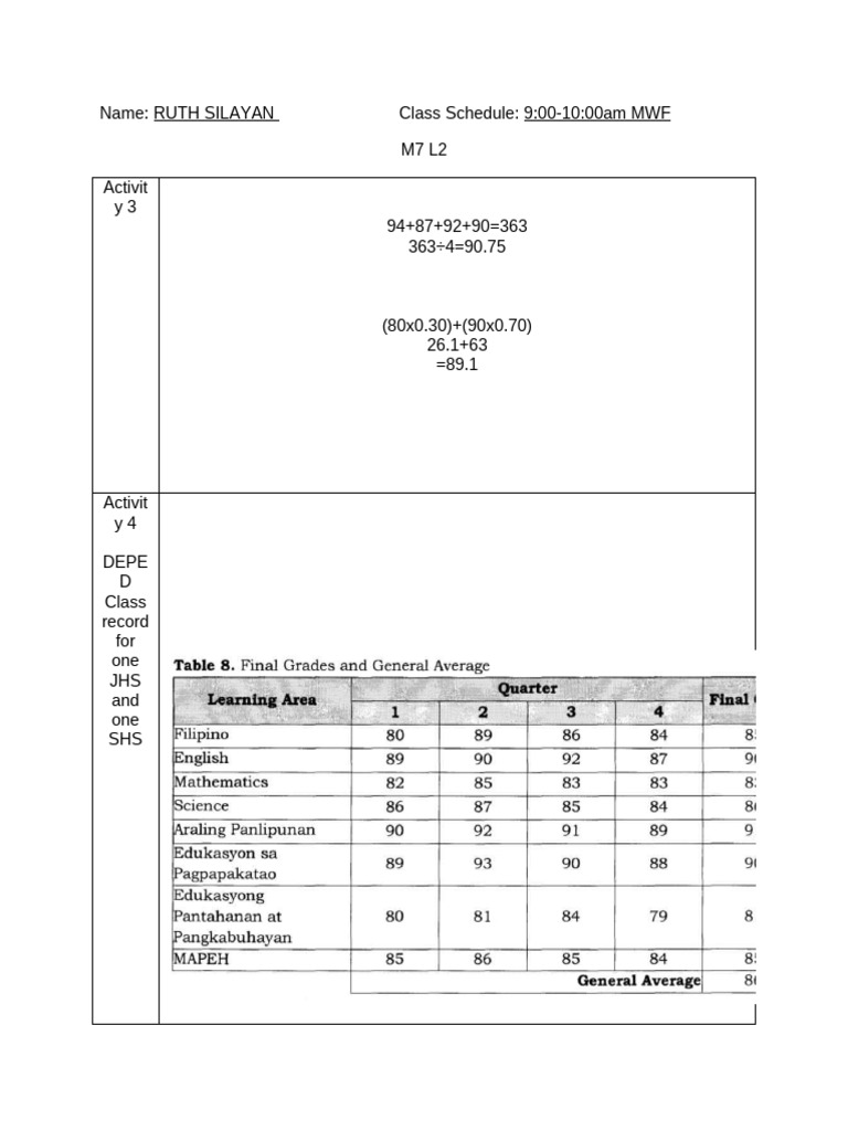 M7 L2 Activity 3 4 5 | PDF