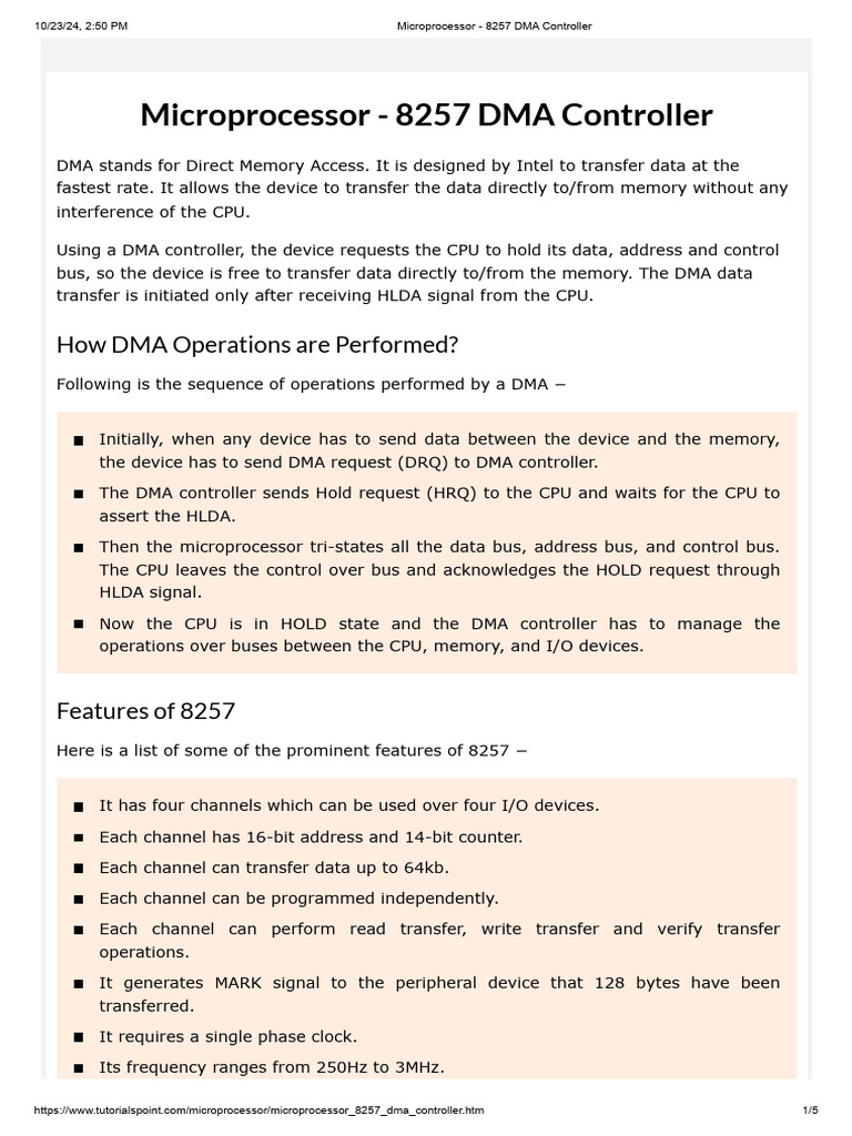 Microprocessor - 8257 DMA Controller | PDF | Input/Output | Integrated Circuit