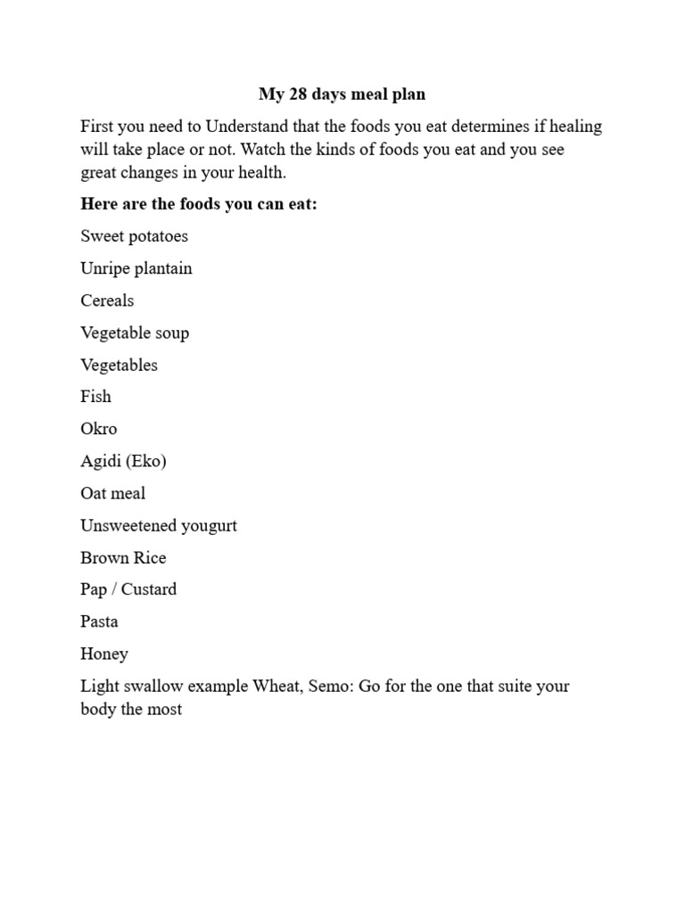 My 29 Days Ulcer Meal Plan | PDF | Soup | Foods