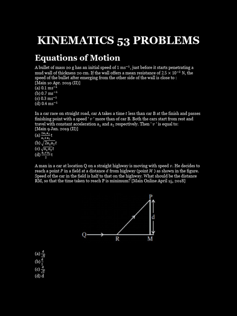 Kinematics Problems - Sorted | PDF | Acceleration | Classical Mechanics