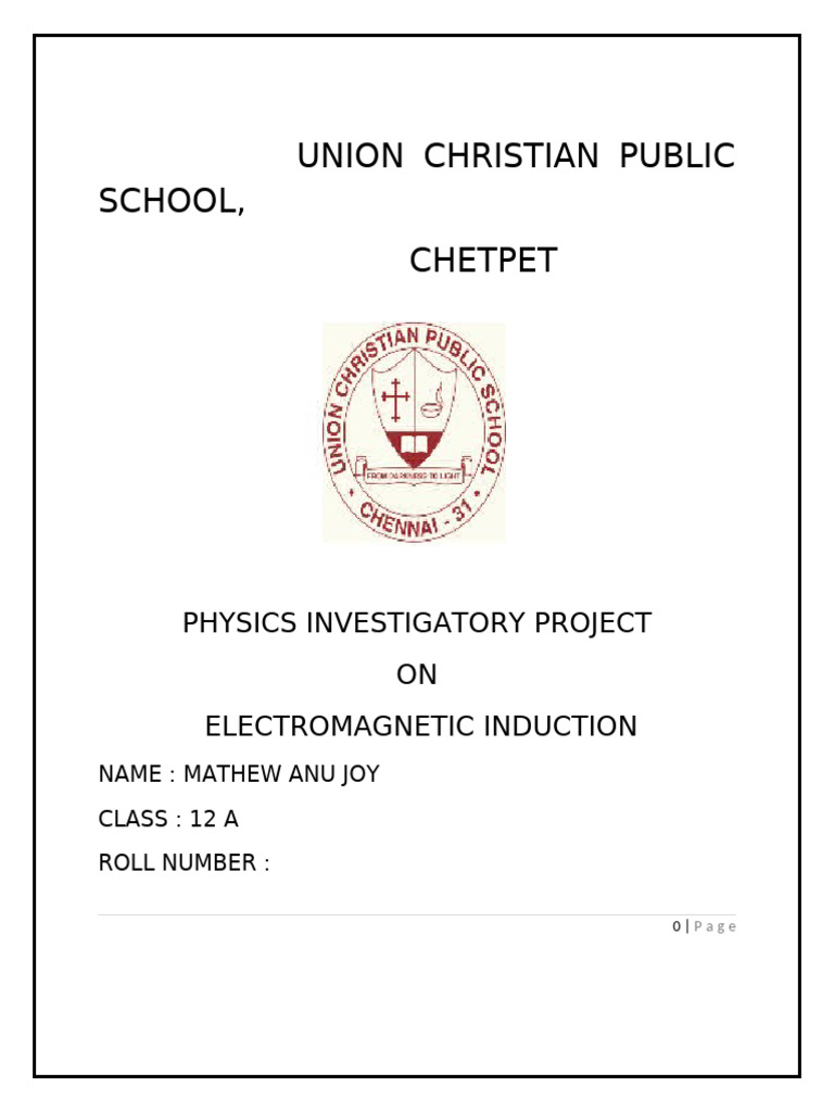 Mathew Physics Project | PDF | Electromagnetic Induction | Magnetic Field